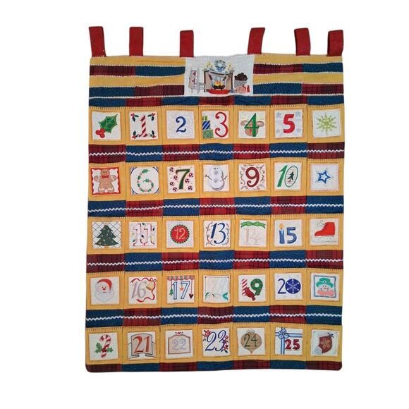 Handmade | Holiday | Vintage Christmas Countdown Advent Calendar Pocket ...